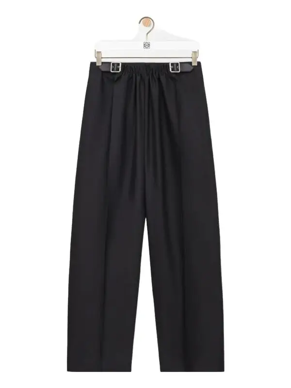 Loewe Belted Wool And Silk Trousers - Black