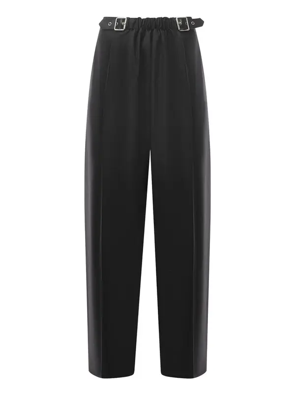 Loewe Belted Wool And Silk Trousers - Black