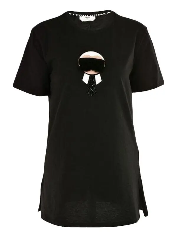 Fendi Lafayette Series Round Collar T-shirt - Black