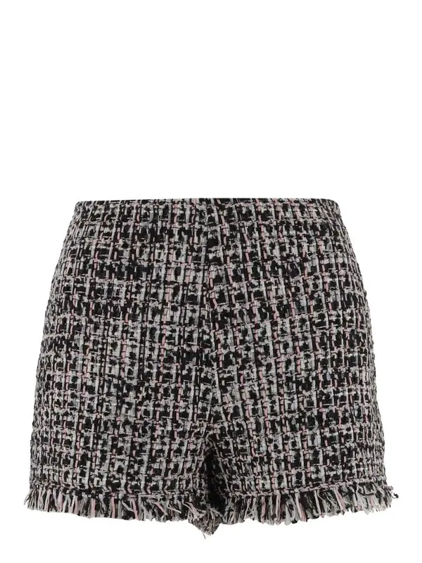 SELF-PORTRAIT Fringed Boucle Shorts - Black