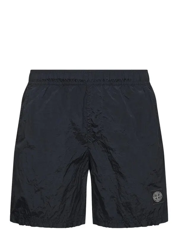 Stone Island Logo Patch Swim Shorts - Blue