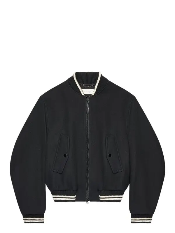 Dries Van Noten Striped Wool Bomber Jacket - Black