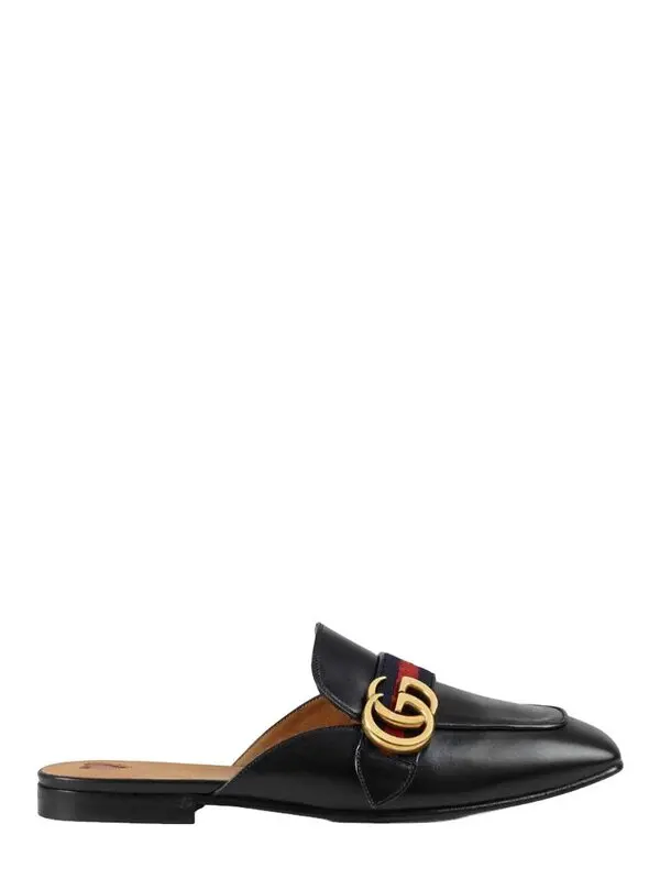 Gucci Square Toe Mules With Webbing Detail - Black