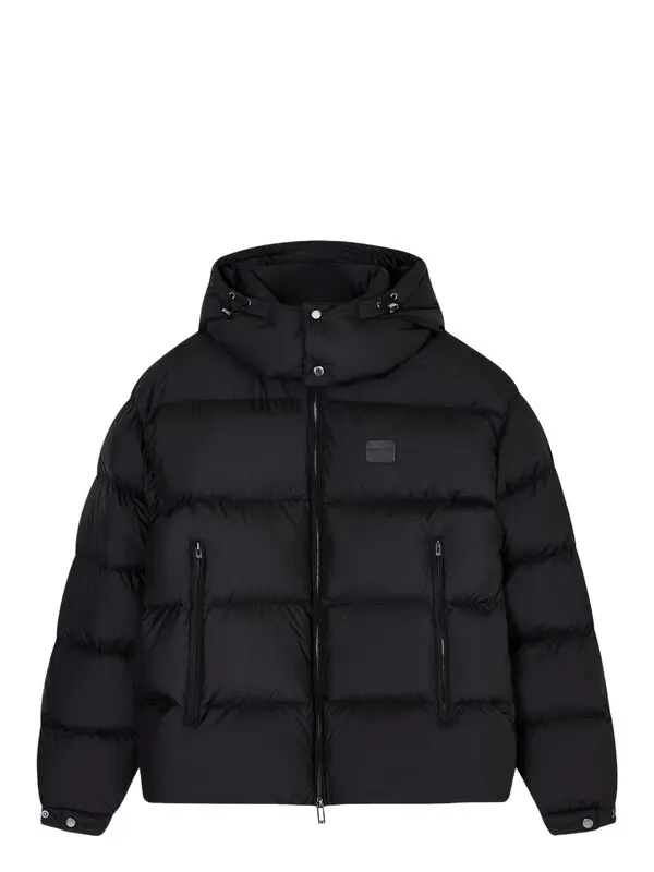 Emporio Armani Zip-up Hooded Down Jacket - Black