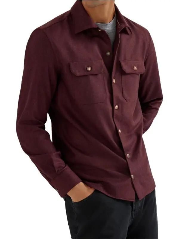 Brunello Cucinelli Flannel Pocket Shirt - Brown