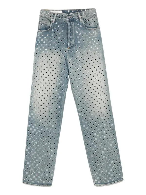 GOLDEN GOOSE Straight-leg Eyelet Detailed Jeans - Light Blue