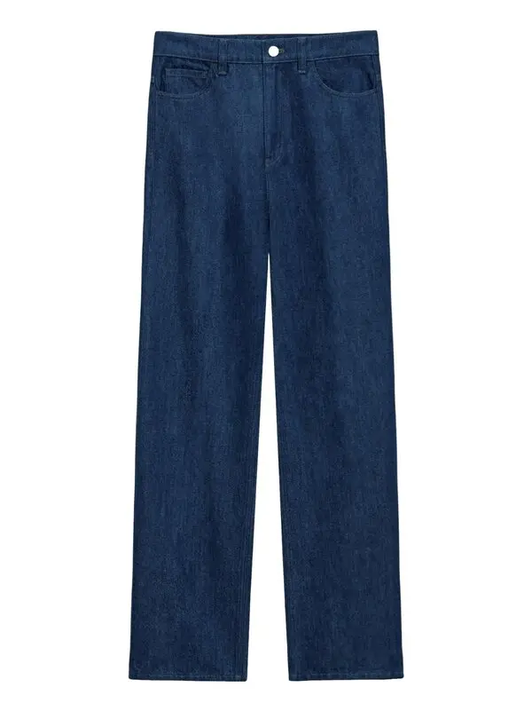 Theory High-waisted Straight Leg Trousers In Relaxed Denim - Indigo