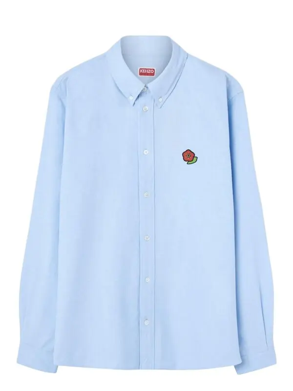Kenzo Boke Flower Curved Hem Shirt - Blue