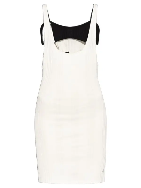 Attico Double Layered Ribbed Mini Dress - White