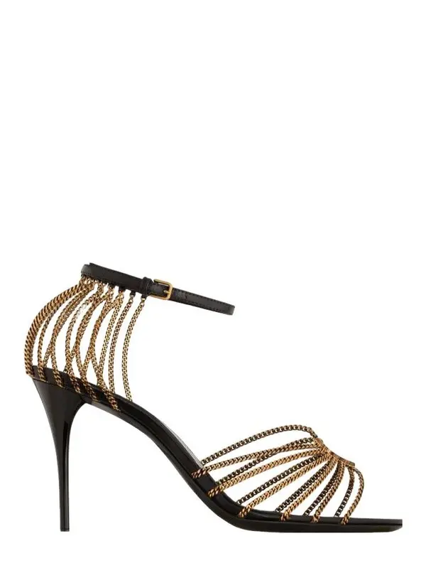 Saint Laurent Chain Detail Open Toe Sandals - Black