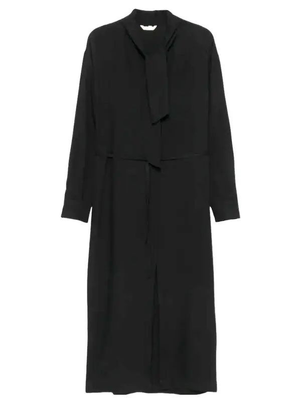 Barena Venezia Tie-neck Long-sleeved Midi Dress - Black