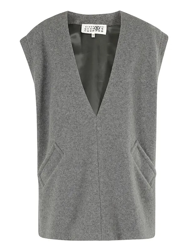 MAISON MARGIELA V-neck Felted Vest - Gray