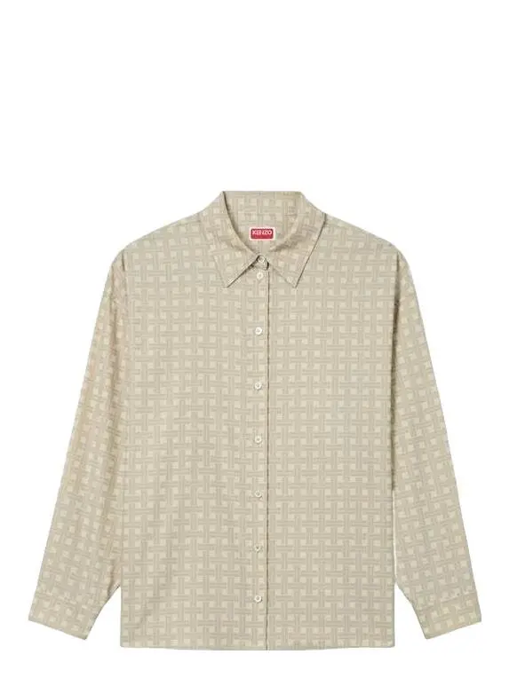 Kenzo Weave Dropped Twill Shoulder Shirt - Light Brown