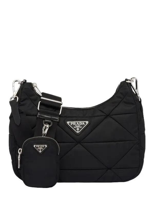 Prada Quilted Logo Shoulder Bag - Black