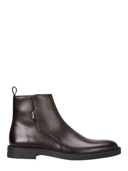 Hugo Boss Round Toe Zip Up Ankle Boots - Black