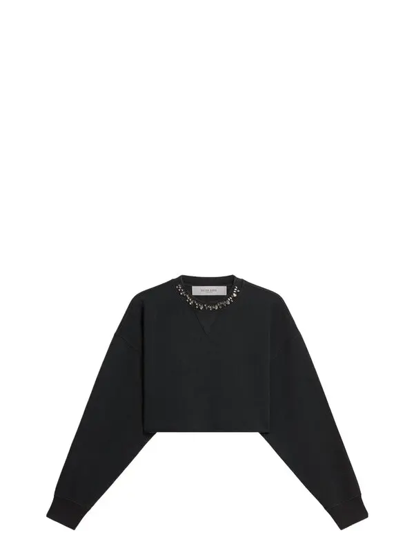 GOLDEN GOOSE Embellished Cropped Sweatshirt - Black