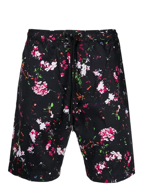 DIESEL® Floral-printed Drawstring Shorts - Black