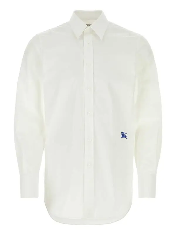 Burberry Logo Embroidered Button-up Shirt - White