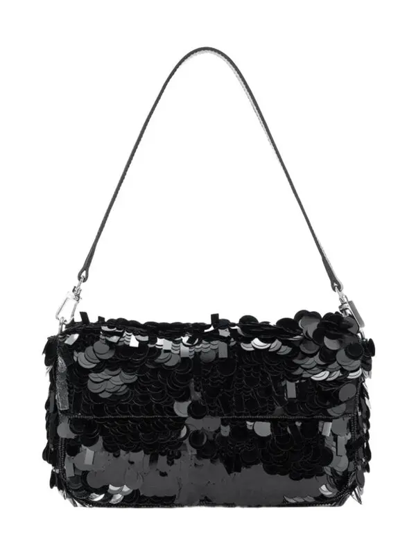 Staud Sequin Embellished Flap Shoulder Bag - Black