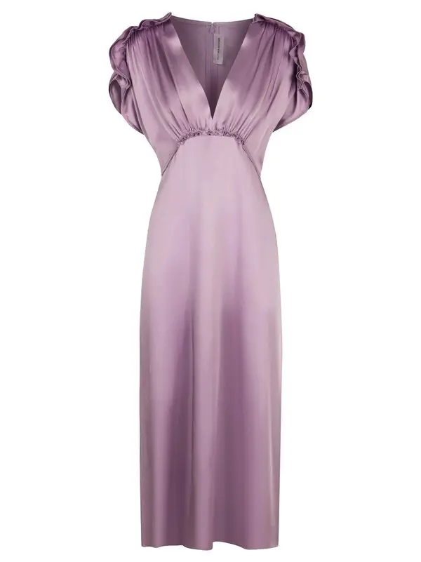 Victoria Beckham Plunge V-neck Satin Midi Dress - Purple