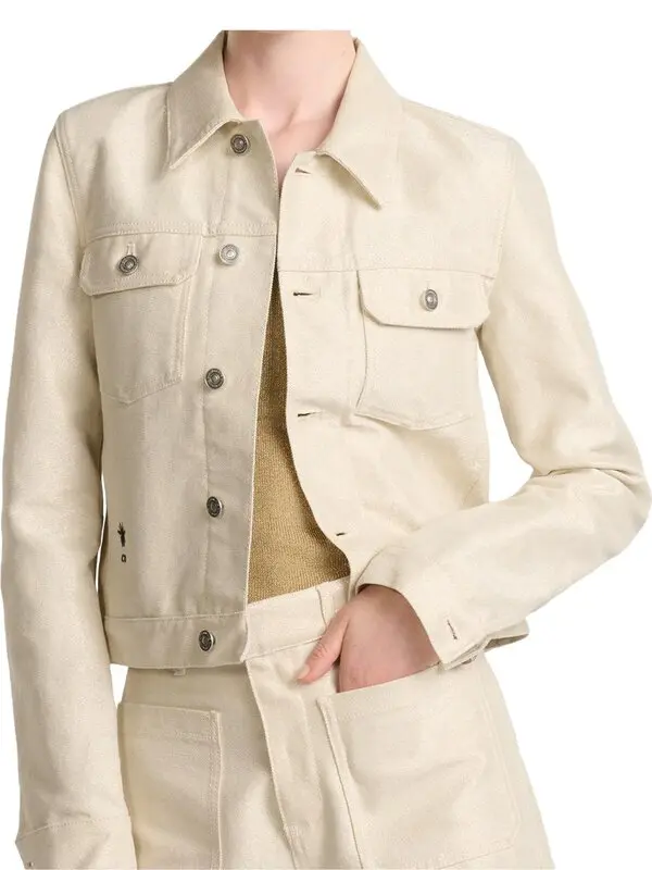 Dior Single Breasted Jacket With Bee And Cd Logo Embroidery - Nude