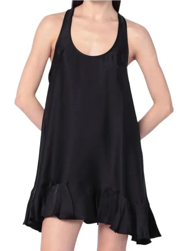ANINE BING Sleeveless U-neck Dress With Pleated Detailing - Black