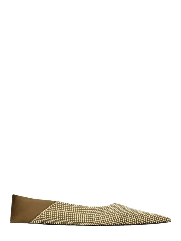 Saint Laurent Pointed Flat Embellished Shoes - Brown