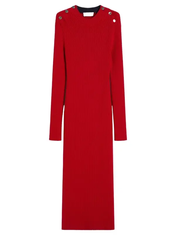 Sportmax Garibo Ribbed Knit Midi Dress With Button Detail - Red