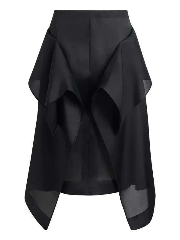 Khaite Nina Ruffled Silk Skirt - Black