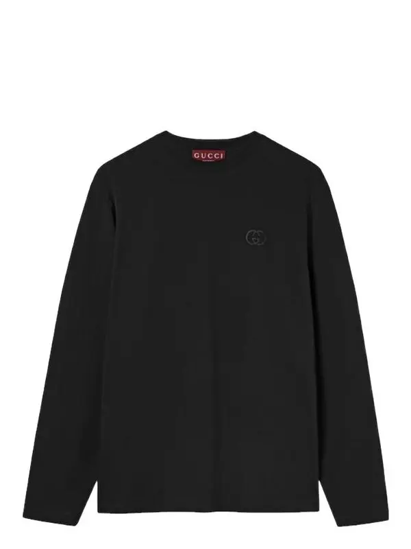 Gucci Logo Embroidered Long-sleeve T-shirt - Black