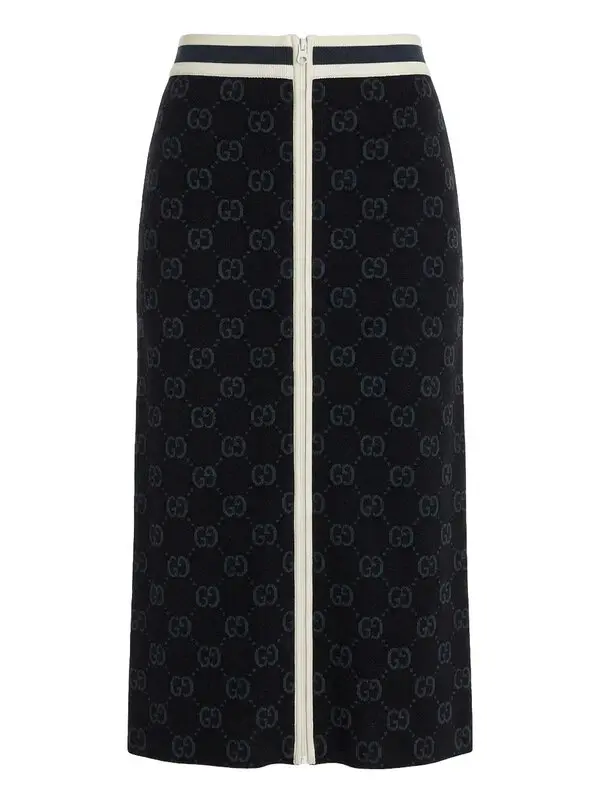 Gucci Gg Jacquard Midi Skirt - Black