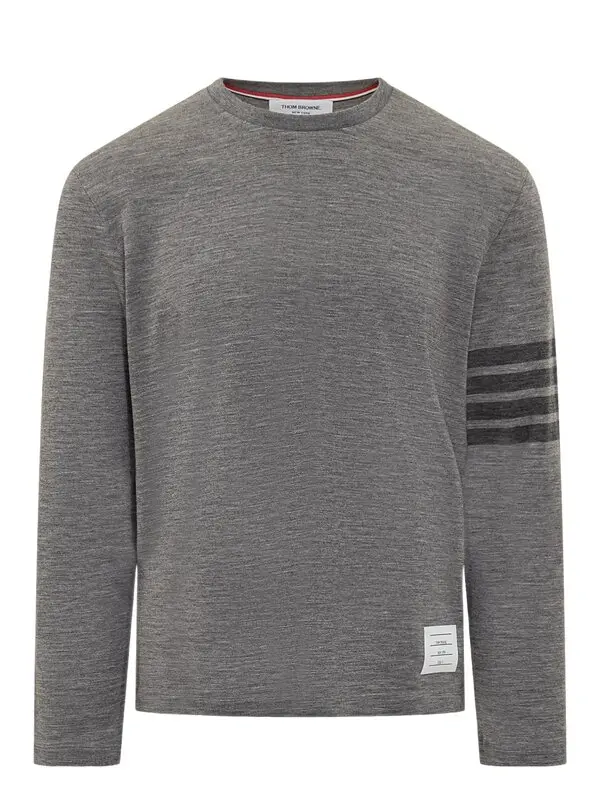 Thom Browne 4-bar Long Sleeved T-shirt - Grey