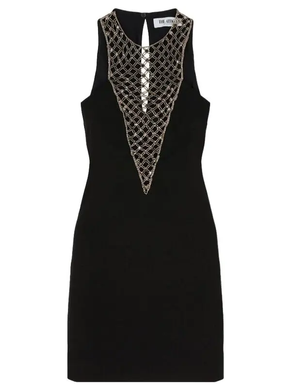 Attico Beaded Sleeveless Mini Dress - Black