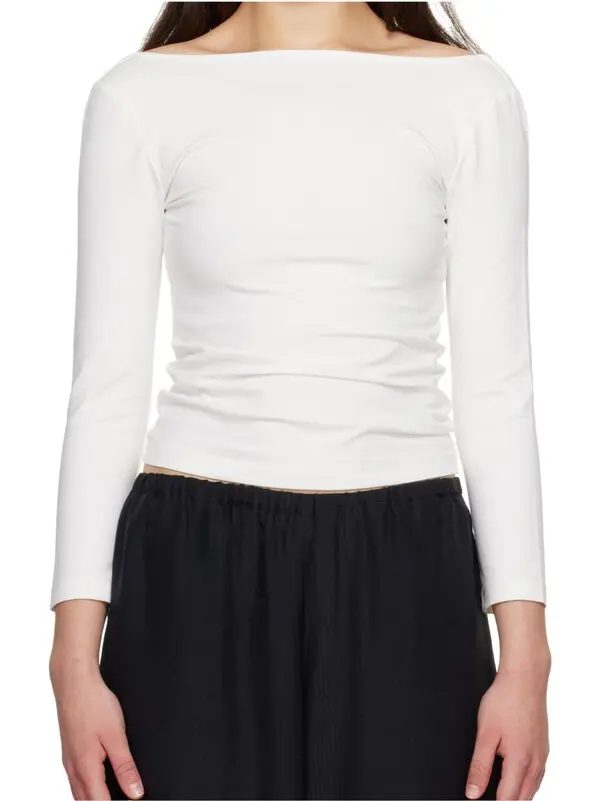 ST. AGNI Long-sleeved Boatneck T-shirt - White