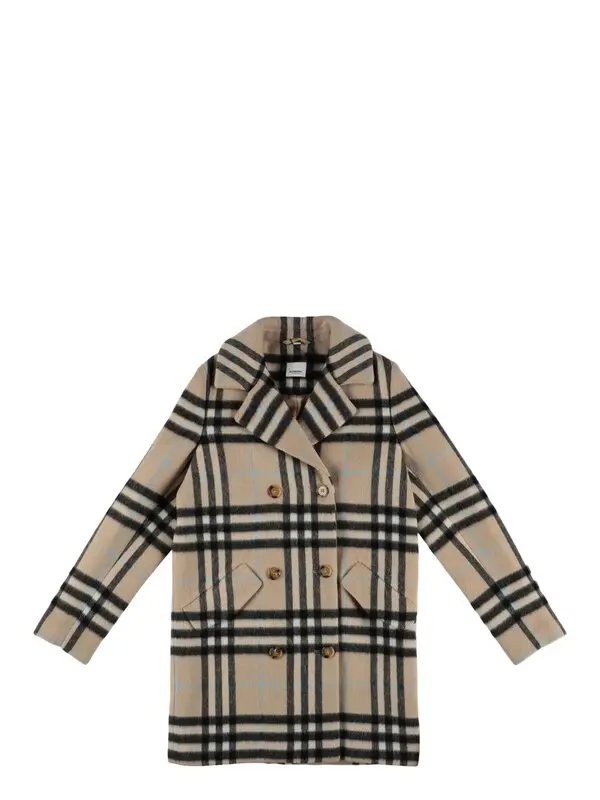 Burberry Check Pattern Tailored Coat - Nude