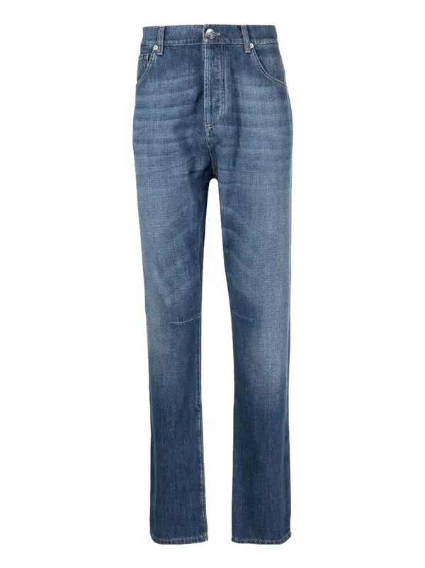 Brunello Cucinelli Straight-leg Jeans With Logo Detail - White