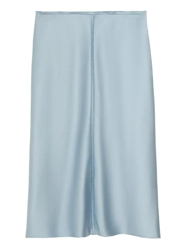 Ami Raw Edge Midi Skirt - Sky-blue