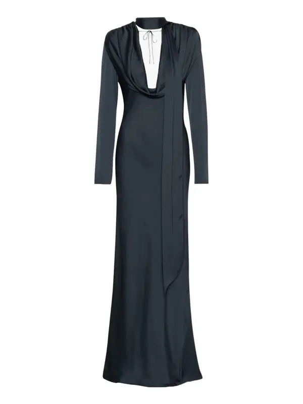ROTATE BY BIRGER CHRISTENSEN Maxi Drapy Dress With Scarf Detail - Blue