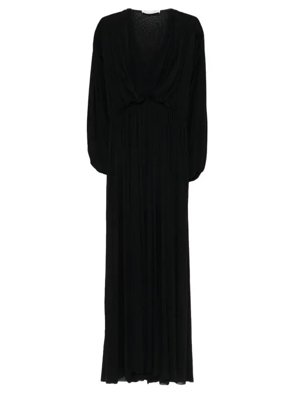 Philosophy Di Lorenzo Serafini V-neck Maxi Dress With Puff Sleeves - Black