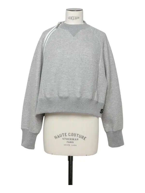 Sacai Zip-detailed Crewneck Sweatshirt - Gray