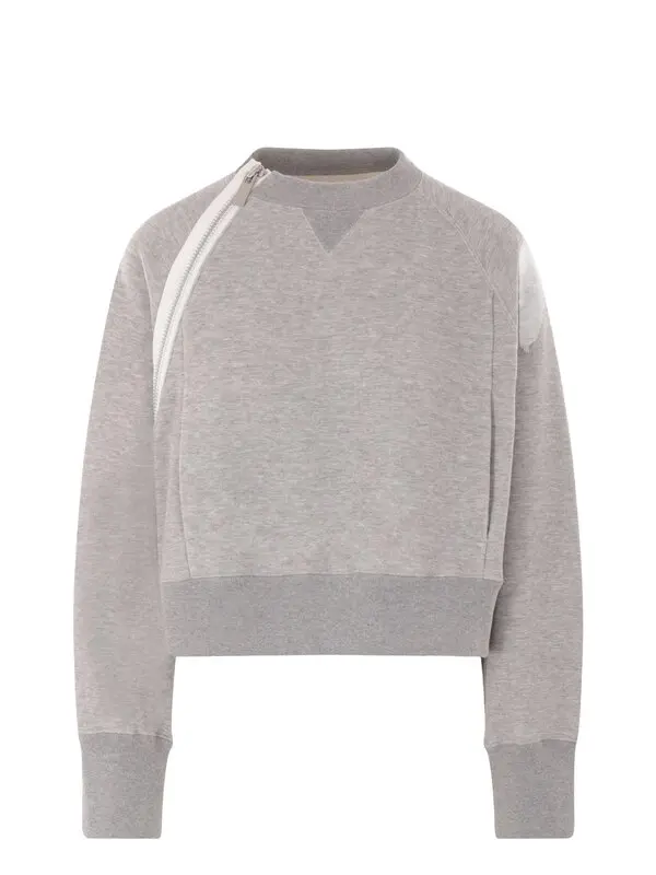 Sacai Zip-detailed Crewneck Sweatshirt - Gray