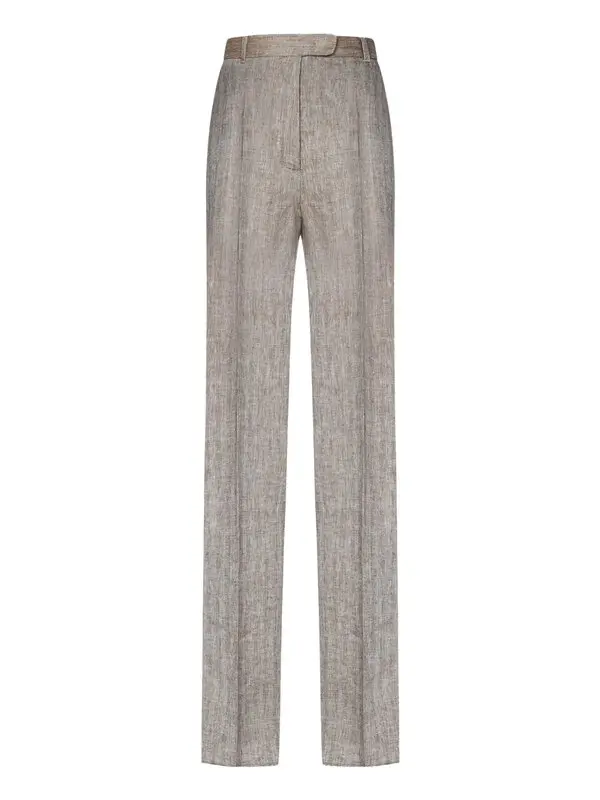 Max Mara Pleated Detailed Straight Leg Trousers - Gray