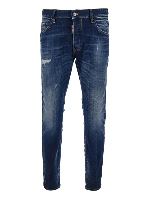 Dsquared2 Distressed Logo Tag Jeans - Blue