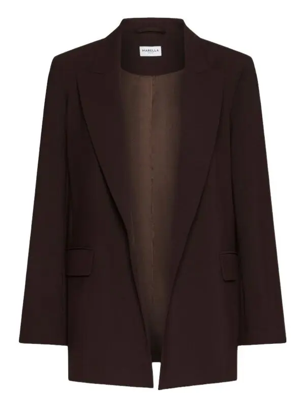 Marella Stretch Blazer With Notched Lapel - Brown