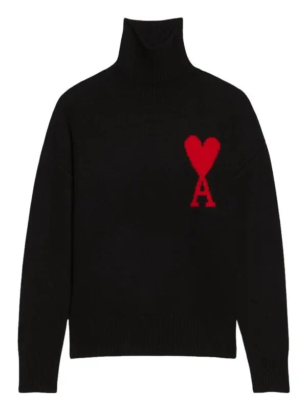 Ami De Coeur Embroidered Roll Neck Jumper - Black