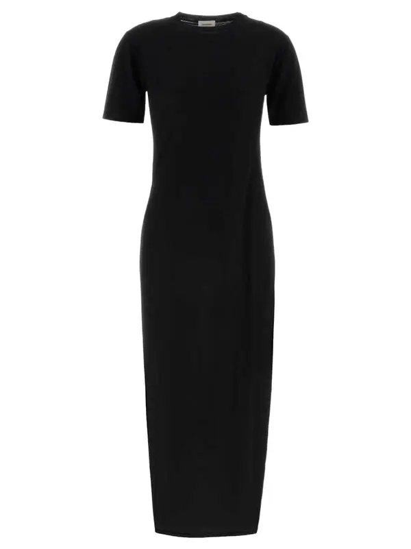 Saint Laurent Long Knitted Crewneck Dress - Black