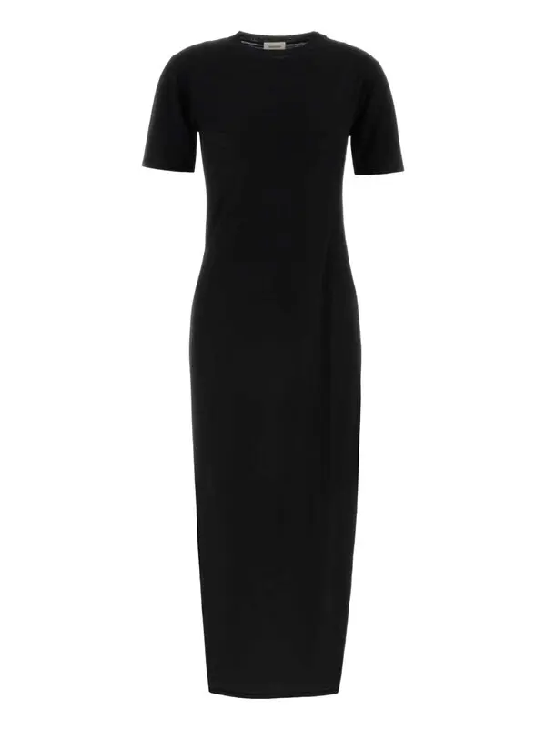 Saint Laurent Long Knitted Crewneck Dress - Black