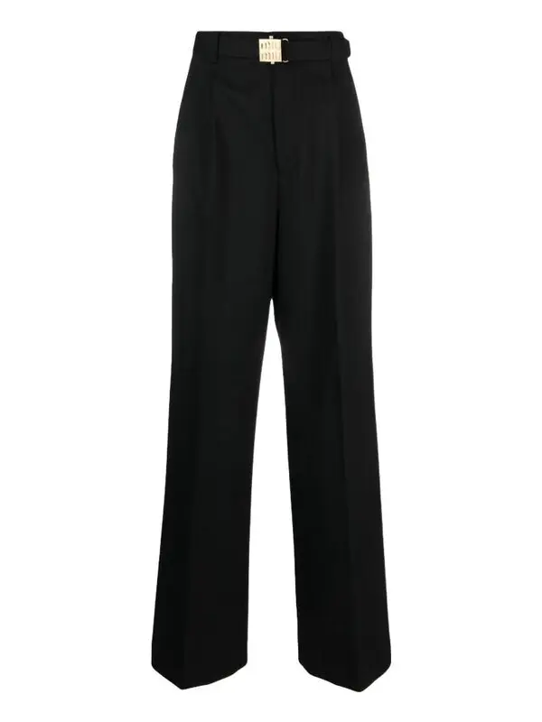 Miu Miu Belted Wool Trousers - Black