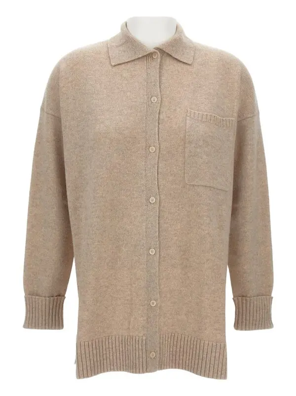 Max Mara Button-up Cardigan With Shirt Collar - White