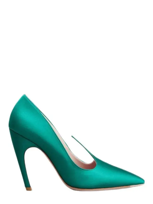 ROGER VIVIER Choc Love Vivier Satin Pumps - Green